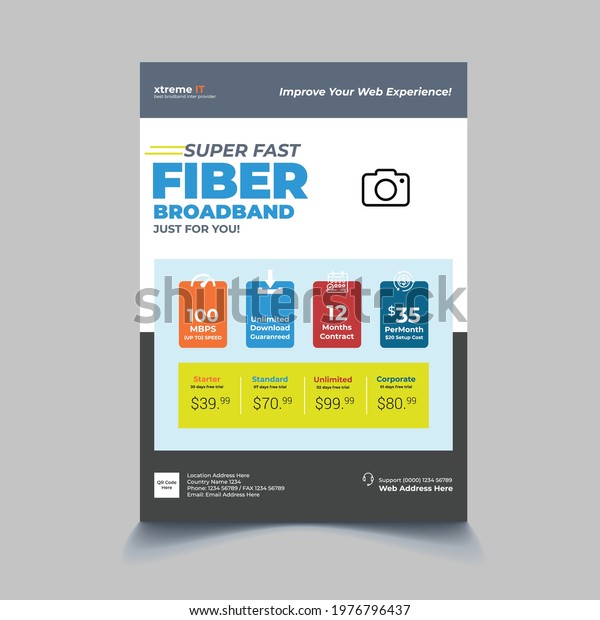 Broadband Internet Connection Flyer Template Design Stock Vector ...