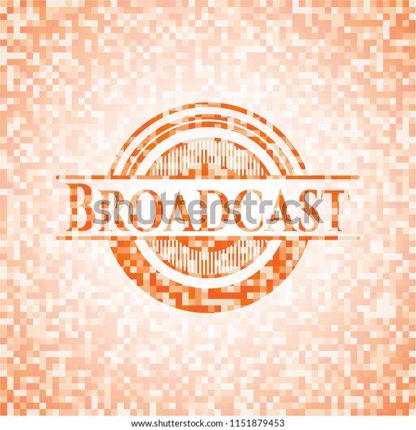 Broadcast Abstract Emblem Orange Mosaic Background Stock Vector ...