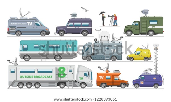Broadcast Car Vector Tv Vehicle Broadcasting: เวกเตอร์สต็อก (ปลอดค่า ...