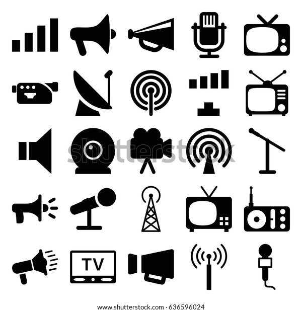 Broadcast Icons Set Set 25 Broadcast Stock Vector (Royalty Free) 636596024