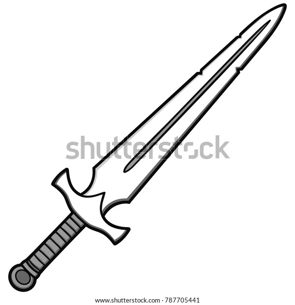 Broadsword Illustration Vector Cartoon Illustration Medieval Stock ...