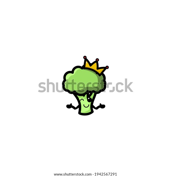 Broccoli King Cartoon Character Design Vector Stock Vector (Royalty ...
