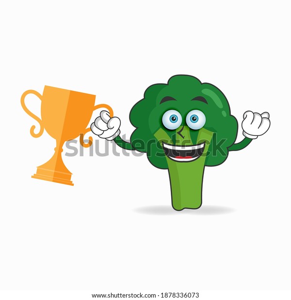 Broccoli Mascot Character Trophy Right Hand Stock Vector (Royalty Free ...