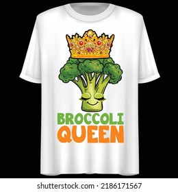 Broccoli Queen Vector Illustration Tshirt Design Stock Vector (Royalty ...
