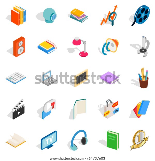 Brochure Icons Set Isometric Set 25 Stock Vector (Royalty Free) 764737603