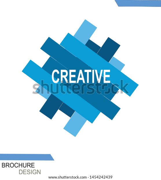 Brochure Rectangular Shape Blue Parallelogram White Stock Vector ...