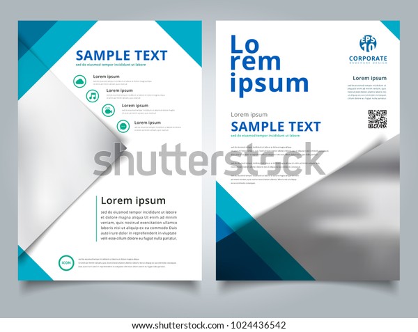Brochure Template Geometric Triangle Blue Color Stock Vector (Royalty ...
