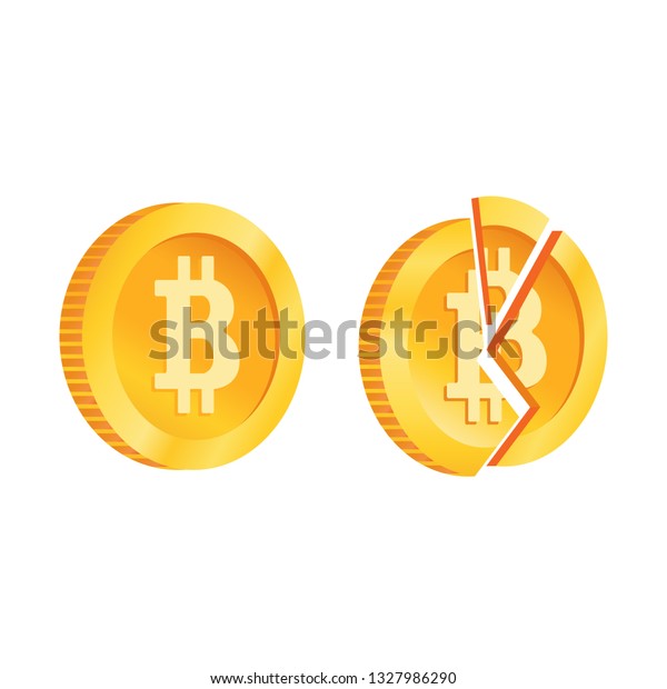 Broken Bitcoin Isolated Token Crash Blockchain Stock Vector (Royalty ...