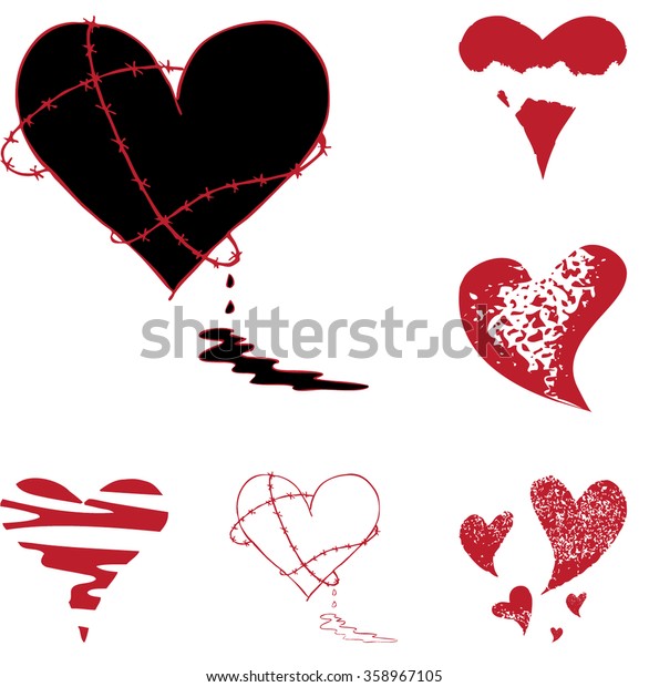 Broken Bleeding Heart Icon Collection Hand Stock Vector (Royalty Free ...