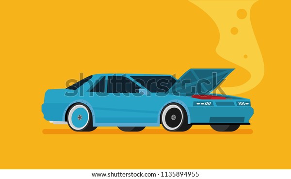 Broken Car Vector Cartoon Flat Illustration Stock Vector (Royalty Free ...