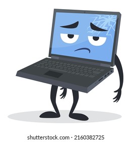 Broken Cartoon Computer Unhappy Mascot Face Stock Vector (Royalty Free ...