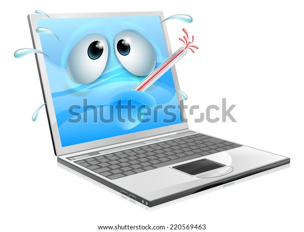 Broken Cartoon Laptop Computer Cartoon Unwell: стоковая векторная ...