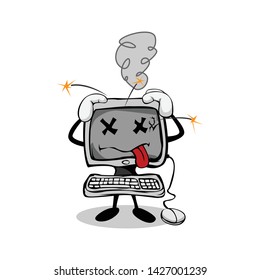 Broken Computer Illustration Cartoon Vector Stock Vector (Royalty Free ...