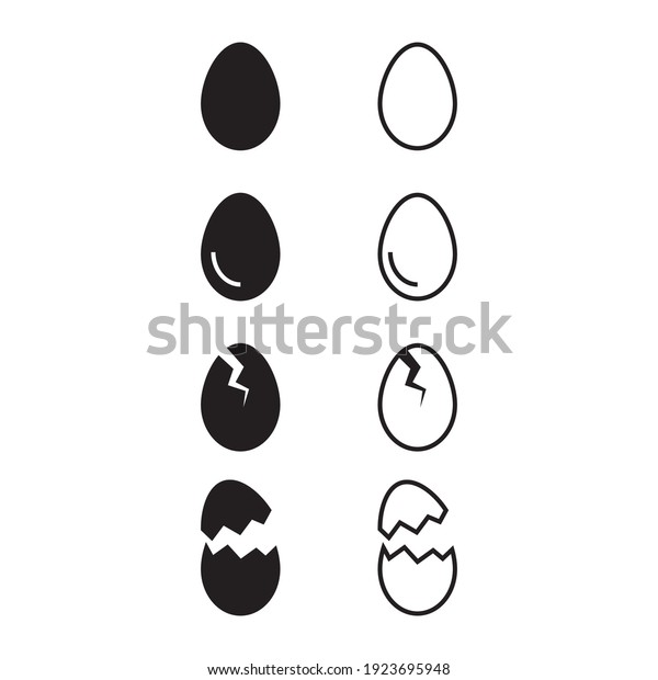 Broken Egg Icon Set On White Stock Vector (Royalty Free) 1923695948 ...