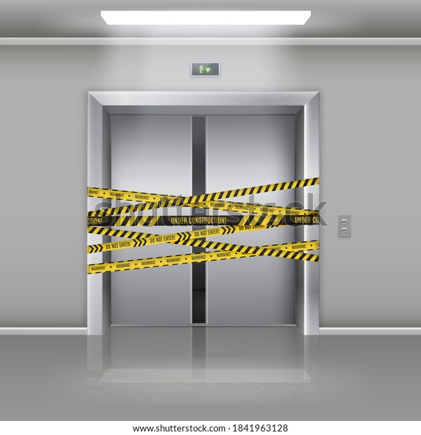 Broken Elevator Door Closed Entrance Not Stock Vector (Royalty Free ...