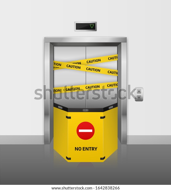 Broken Elevator Realistic Broken Lift Closed Stock Vector (Royalty Free ...