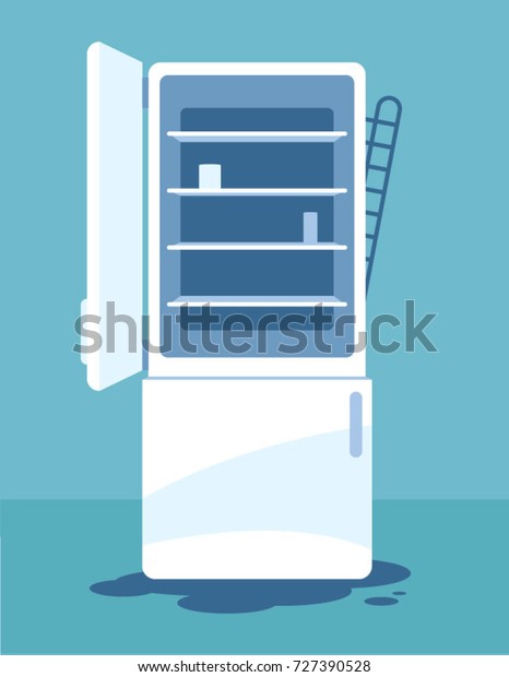 Broken Fridge Kitchen Interior Equipment Installation Stock Vector ...