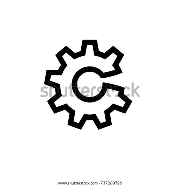 Broken Gear Error Line Icon Flat 스톡 벡터(로열티 프리) 737260726