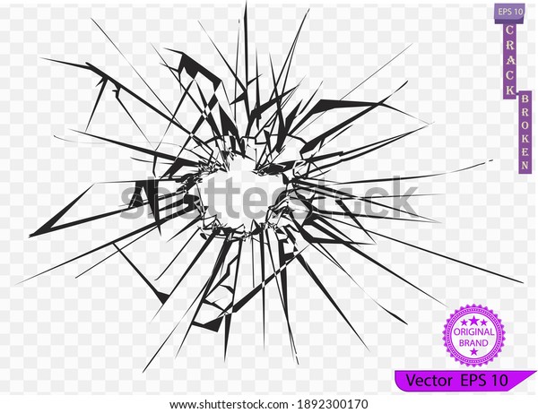 Broken Glass Cracks Bullet Marks On Stock Vector (Royalty Free ...