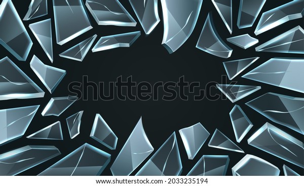 Broken Glass Frame Realistic Smashed Window Stock Vector (Royalty Free ...