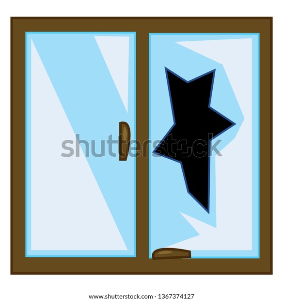 Broken Glass Window Vector Color Illustration Stock Vector (Royalty ...
