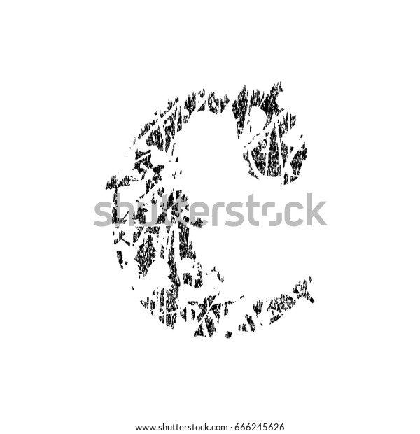 Broken Grunge Pixelated Alphabetlowercase Letter C Stock Vector ...