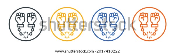 Broken Handcuffs Icon Unchained Hands Freedom Stock Vector (Royalty ...