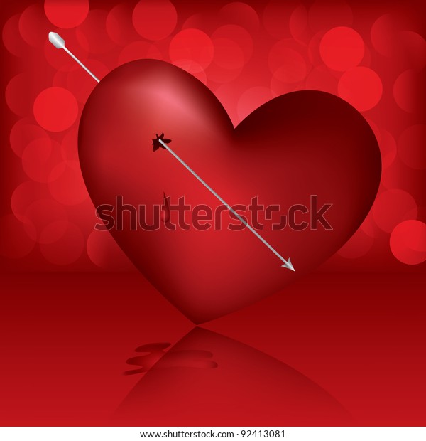 Broken Heart Arrow On Red Background Stock Vector (Royalty Free ...