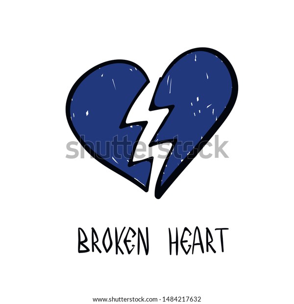 Broken Heart Blue Icon Closeup End Stock Vector (Royalty Free ...