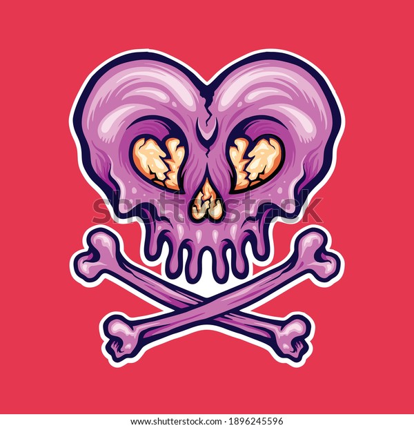 Broken Heart Cracked Skull Illustrations Your Stock Vector (Royalty ...