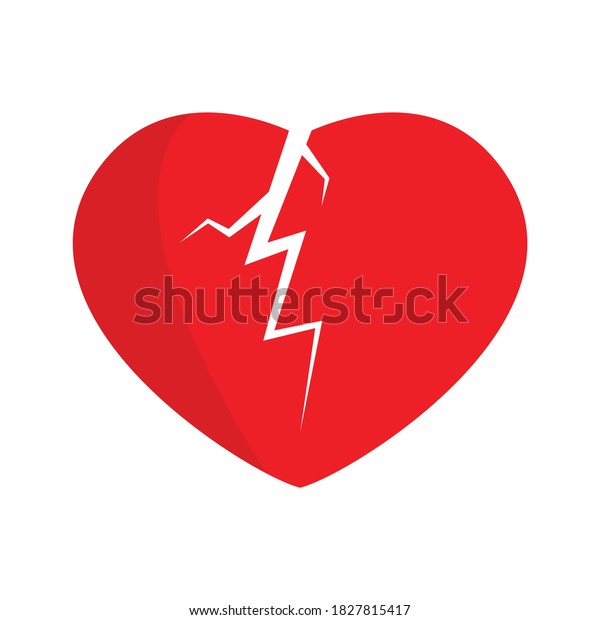 Broken Heart Design Isolated On White Stock Vector (Royalty Free ...