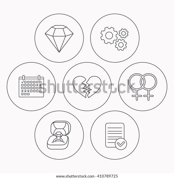Broken Heart Diamond Engagement Ring Icons Stock Vector (Royalty Free ...
