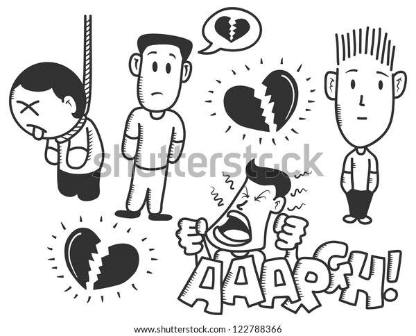 Broken Heart Doodle Stock Vector (Royalty Free) 122788366