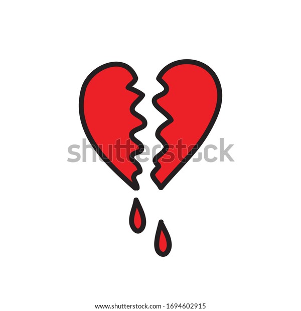 Broken Heart Doodle Icon Vector Illustration Stock Vector (Royalty Free ...