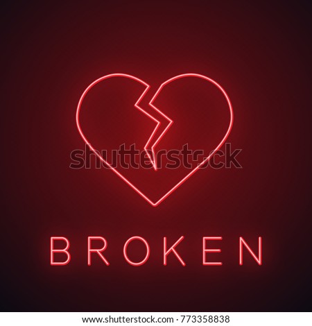 Broken Heart Neon Light Icon Heartbreak Stock Vector (Royalty Free ...