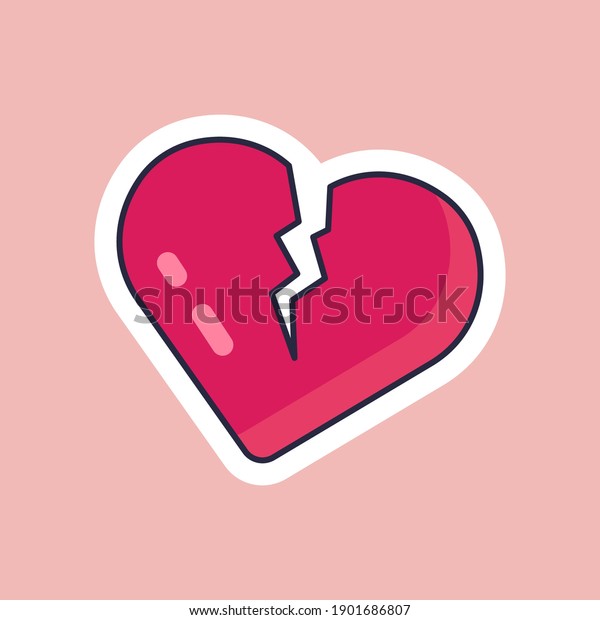 Broken Heart Sticker Vector Illustration Badges Stock Vector (Royalty ...