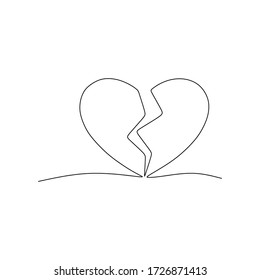 Continuous Line Broken Heart Vector Illustration Stock Vector (Royalty ...