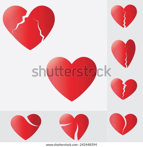 Broken Heartheart Splitting Breaking Apart Love Stock Vector (Royalty ...
