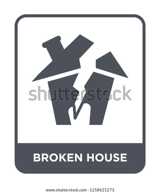 Broken House Icon Vector On White Stock Vector (Royalty Free) 1258621273