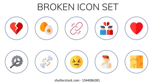 Broken Icon Set 10 Flat Broken Stock Vector (Royalty Free) 1344086381 ...