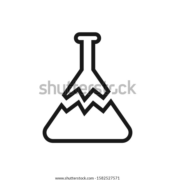 Broken Laboratory Beaker Erlenmeyer Flask Icon Stock Vector (Royalty ...