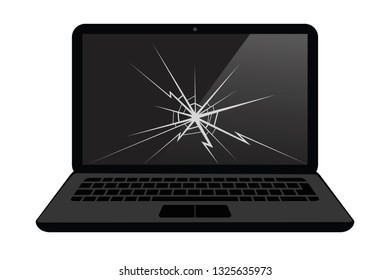 Broken Laptop Display Crack Vector Illustration Stock Vector (Royalty ...