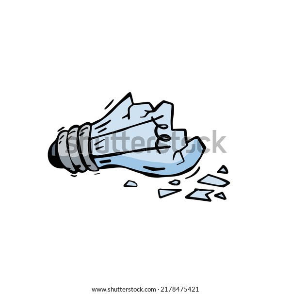 Broken Light Bulb Crack Lightbulb Sketch Stock Vector (Royalty Free ...