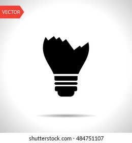 Broken Light Bulb Vector Flat Icon Stock Vector (Royalty Free ...