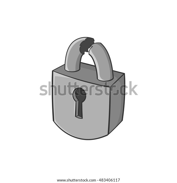 Broken Lock Icon Black Monochrome Style Stock Vector (Royalty Free ...