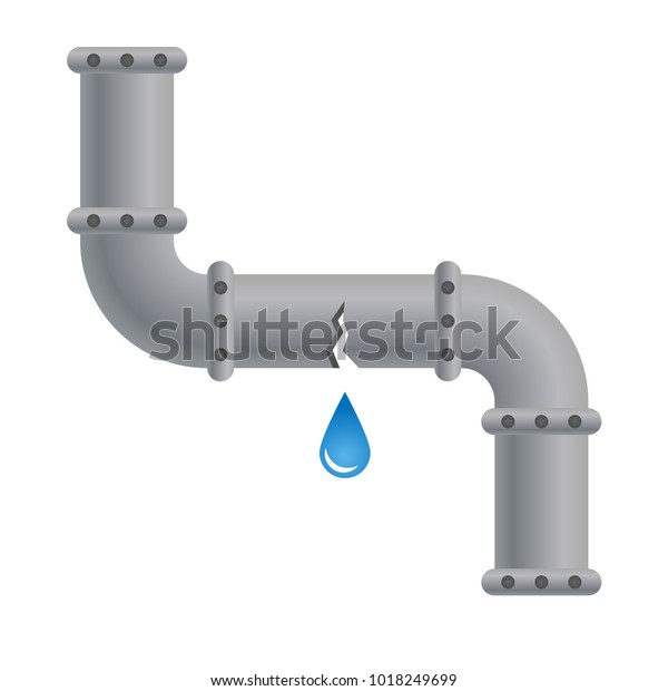 Broken Metal Pipe Leaking Water Flat Stock Vector (Royalty Free) 1018249699
