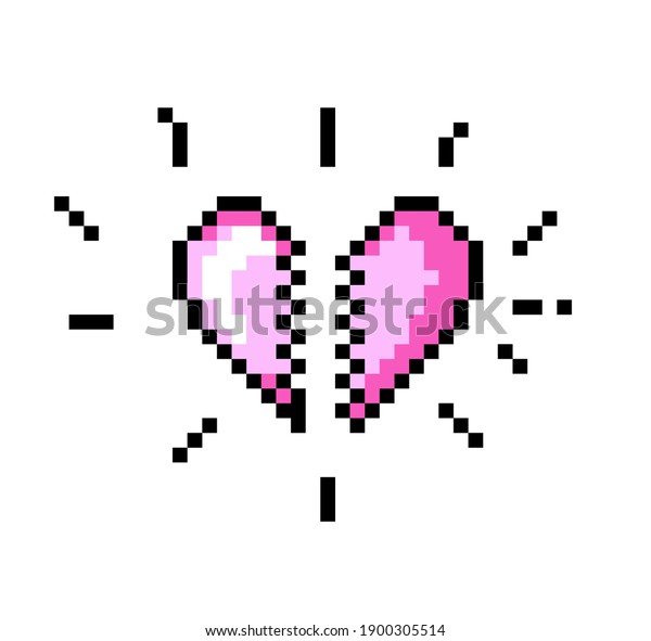 Broken Pixel Heart Isolated On White Stock Vector (Royalty Free ...