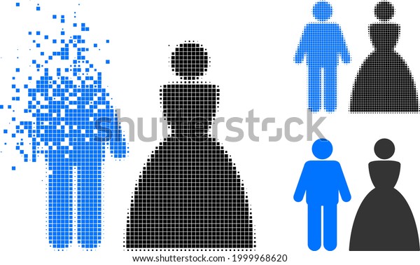 Broken Pixelated Wedding Couple Icon Halftone Stock Vector (Royalty ...