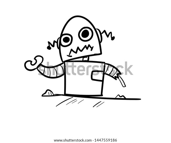 Broken Robot Doodle Error Hand Drawing: เวกเตอร์สต็อก (ปลอดค่าลิขสิทธิ์ ...