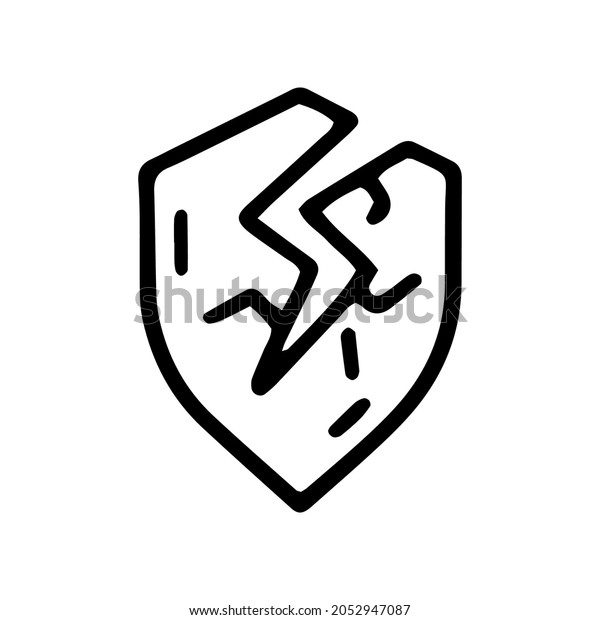 Broken Shield Line Vector Doodle Simple Stock Vector (Royalty Free ...
